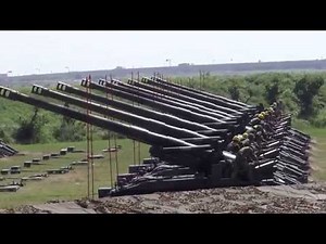 Army of Taiwan Firing Heavy Artillery Guns