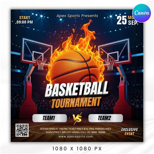 Basketball Tournament Flyer, Match Day Basketball Flyer, Sports Flyer, Basketball Event Flyer Template, Canva Editable for Game Day - Etsy