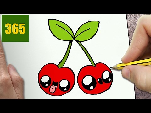 HOW TO DRAW A CHERRY CUTE, Easy step by step drawing lessons for kids