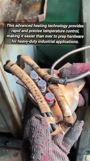 Powerful Industrial Induction Heater Glows Steel Bolts Red Hot