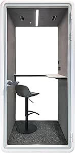 Soundproof Office Pod Booth, Quiet Meeting Pod with Acoustic Panels, Portable Modular Pod, Privacy Booth for Private Phone Calling, Single Person Workspace with Sound Isolation H92in W43in D40in