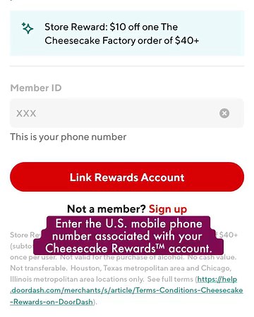 Link your Cheesecake Rewards™ and DoorDash accounts to redeem your rewards with DoorDash! Sign up for Cheesecake Rewards™ today! 🍰 🚪🏃 cheesecakerewards.com | The Cheesecake Factory