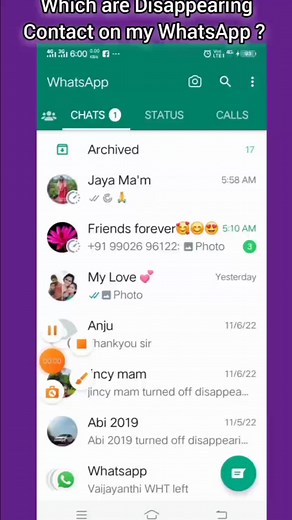 521K views · 1.4K reactions | Which are the Disappearing Contact on My WhatsApp Chat ? #autodelete #dissapear #WhatsAppNo #Delete #Settings #Contact #malayalam #kerala | Smart Infotech | Facebook