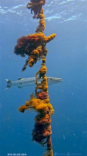 Joseph Leverton on Instagram: "The Great Barracuda (Sphyraena barracuda) is one of the ocean’s most iconic predators. With its long, torpedo shaped body and razor sharp teeth, it is built for speed and precision. Barracudas rely on surprise and explosive bursts to catch prey, often hovering motionless before striking. Curious yet cautious, they are powerful hunters that command respect on the reef. #GreatBarracuda #SphyraenaBarracuda #BigBlueSea #RedSeaLife #fblifestyle “Music by CreatorMix.com”