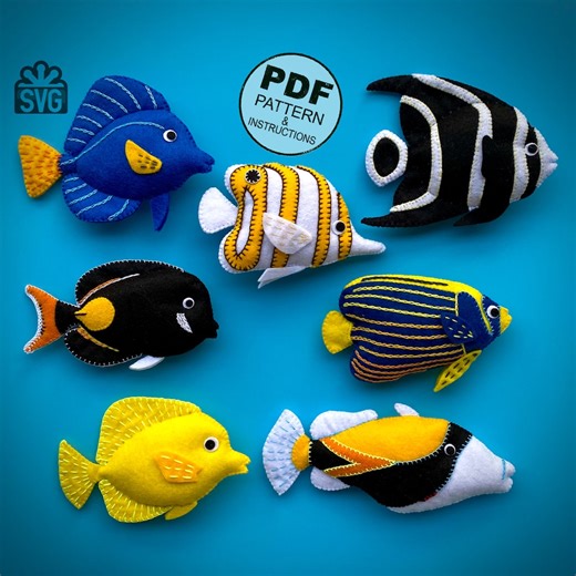 Tropical Fish Sewing Pattern PDF and SVG. Felt Pattern. Tropical Fish. Ocean Pattern. Coral Fish. Fish Plush Pattern. Ocean Decor Pattern. - Etsy New Zealand