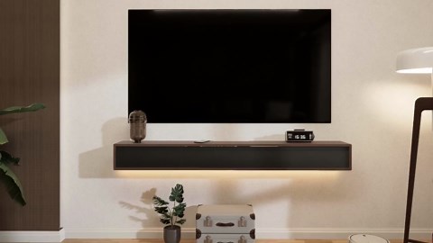FloatiCasa 55" Floating TV Stand Wall Mounted Floating TV Shelf for TVs up to 60" Floating TV Console with 3 Flip-down Doors