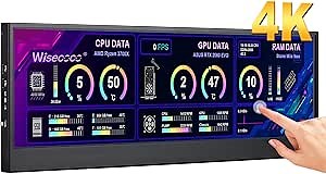 14'' 4K UHD IPS 3840x1100 Stretched Bar Touch Screen Display Monitor for Laptop Computer PC Speed Temperature Windows Aida64 CPU GPU HDMI Secondary Monitor for Music Media Timeline Editing