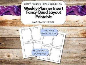 Weekly Planner Printable: Fancy Quad Layout, Undated (digital Download) - Etsy