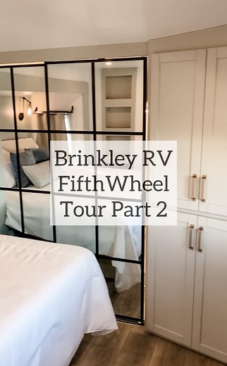 16K views · 316 reactions | We're back with part 2 of our tour of the best new RV on the market, Brinkley RV's fifth wheel! Can you even believe the bathroom and bedrooom in this RV? Make sure you go back and watch the first one if you haven't seen it because we cover the main living area and kitchen! #rvlife #rvtour #Brinkley #brinkleyrv #rvlifestyle #brinkleymodelz #fifthwheel #rvlivingfulltime #fifthwheelliving #rvtravel #rving #rvdecor #rvliving | Why Not Wander? | Facebook