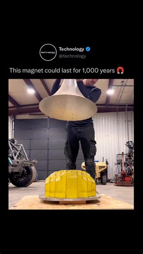 Technology on Instagram: "Permanent magnets can retain their strength for centuries if kept cool and dry. They lose only about 2 percent of their power every 100 years, making them highly reliable for long-term experiments and engineering projects. Unlike electromagnets, they need no external power source to maintain their magnetic field. With the right storage and temperature conditions, these magnets can remain stable for generations, showing how durable and efficient magnetic technology can b