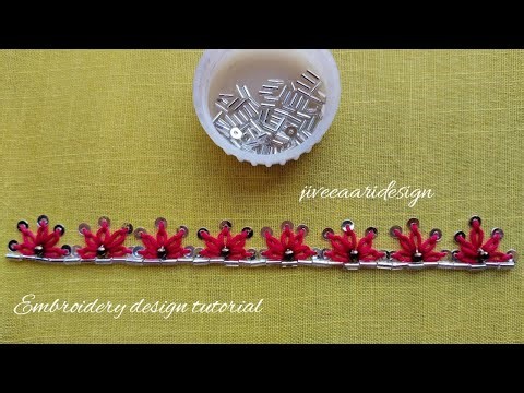 Beautiful aari work embroidery design using normal needle | Aari embroidery design | Embroidery work