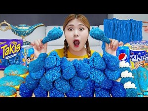 ASMR MUKBANG BLUE TAKIS CHICKEN FIRE NOODLES EATING SOUND by HIU 하이유