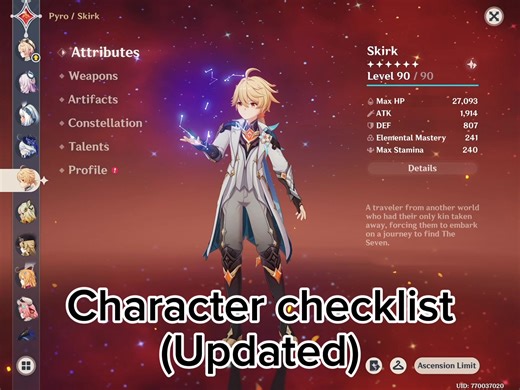 Updated Genshin Impact Character Checklist Available