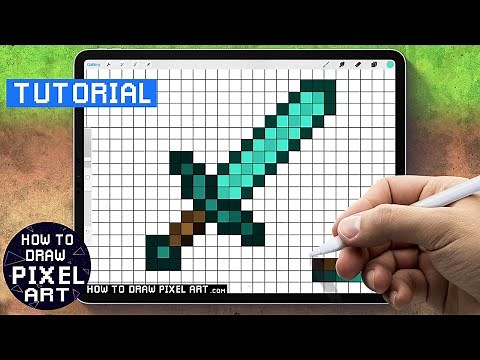 DIAMOND SWORD - MINECRAFT : How To Draw Pixel Art - Tutorial Pattern