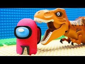 Among Us vs Dinosaur - Lego Kinetic Sand