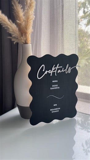 Erin Rogers on Instagram: "DIY 3D Signature Cocktails Sign anyone?! So obsessed with how this simple & modern idea turned out from the wavy shape to the 3D text - maybe I need to try some acrylic next time 👀✨ ✨Comment “COCKTAIL” if you’d like me to send you the materials I used! #signaturedrinks #diywedding #weddingdiy #cricutmaker #diysignage https://liketk.it/5rd1w"