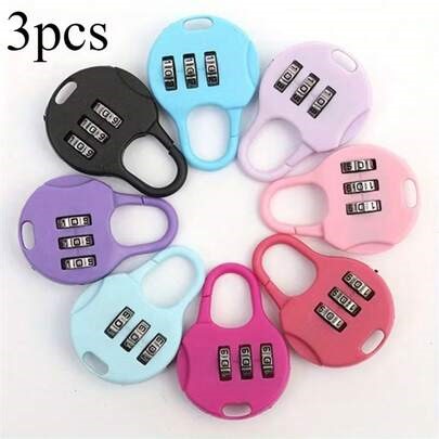 3pcs Mini Locks With Combination Dial And Key Hole - Plastic Structure, Suitable For Luggage, Suitcase, Drawers, Boxes, Backpacks, Laptop Bags - Multiple Color Options, Easy-To-Use Combination Dial And Key Lock, Suitable For Home, Travel, Office Use - Compact Portable Design, Numeric Lock Applicable For Luggage | SHEIN