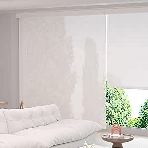 MYshade Custom Size Roller Shades Light Filtering Cordless Window Blinds, Solar Mesh Fabric Roll-up Sunroom Shade with Valance, 5% Openness Light Blocking Sun Screen Sheer Blind White