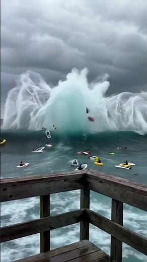 What happens when a freak wave hits a crowd? 🤯 #crazy