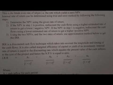 INTERNAL RATE OF RETURN (IRR) - FINANCIAL MANAGEMENT