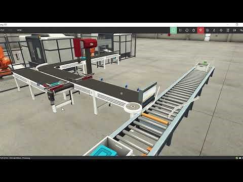 Factory IO Example Machining Center - Positioner - Pick & Place - Stackable Box