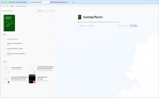 Deta's Surf app is an amalgamation of an AI browser and NotebookLM