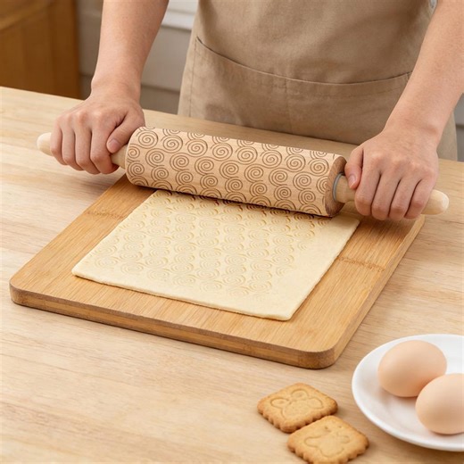 Solid Wood Carved Pattern Rolling Pin | Home Baking Cookie Stamp Tool | Creative Kitchen Baking Gadget - Etsy