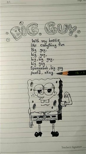 💪🧽 BIG GUY Spongebob Pants Okay (Lyrics + Subtitles) #lyrics #scribbeat #drawing