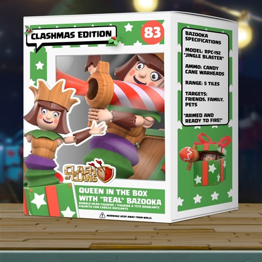Queen-in-the-box! 🎁 Make sure not to open it near Walls - available in this month's Gold Pass! 🎟️ | Clash of Clans
