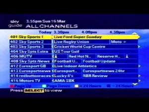 Sky EPG Sunday 16th March 2003