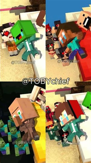Mikey, Herobrine, Villager And JJ Bed Fails💢 MAIZEN #minecraft #minecraftmemes #maizen #squidgame