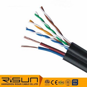 [Hot Item] Cable LAN de red UTP/FTP Cat5e/CAT6 con alimentación (2*0.75mm) Cámara IP de video 1000FT