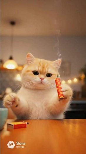 "Cat Accidentally Lights Firecracker | Epic Explosion in Dark Room | Viral Moment!"