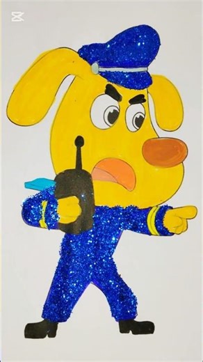 Sparkling Blue Police Dog – Hand Painted Cartoon Art #art #drawing #asmr #mylittlepony# #cute