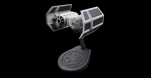 STL- https://fab365.net/items/838 This is a display stand for the Tie bomber. The Tie bomber has a body divided into two, and one side has a hole for the display stand, so it needed a V-shaped structure that is different from existing spaceships. One side of this V-shaped structure is inserted into the spaceship, and the other side is a structure that supports it so that it does not tilt. This display stand can rotate left and right on the Y-axis to reproduce the dynamic flying scene of the Tie 