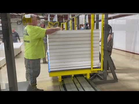 SIP Panels Production Line Gluestream SPL-2 with automatic PUR glue application and pressing