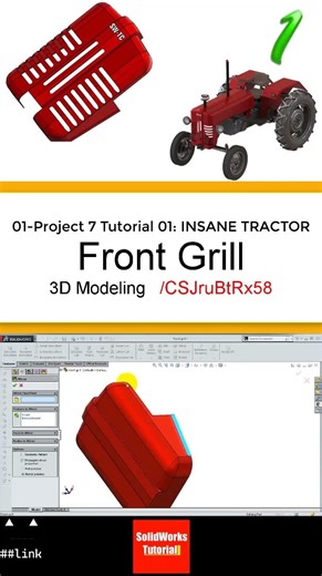 1- 3D Draft |Tractor|: Front Grill #3d #solidworks #tutorial #cad #drawing #engineering #automobile