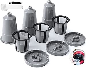 Reusable k Cups Coffee Filters - 3 packs Coffee Pods Compatible with Keurig Machines 1.0 Coffee Makers - Fit B30 B40 B50 B60 B70 K10 MINI Plus K-Classic K-Mini Series (Grey)