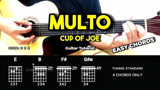 Multo - Cup Of Joe | Guitar Chords Tutorial For Beginners #guitartutorial #chords #lyrics | dernalvamusic