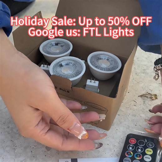 FTL on Instagram: "Lighting my space just got way more fun ✨ FTL RGB Led Bulbs I swapped my old MR16 bulbs for FTL Lights RGB Color Changing MR16 Bulbs, and the difference is huge. From warm everyday lighting to bold colors for holidays or parties—everything is controlled with one remote. I love that I can save my favorite colors, set timers, and even sync multiple bulbs so they change together. They work perfectly for my track lighting and outdoor landscape lights, and the colors are bright but