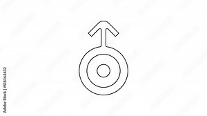 Black line Ancient astrological symbol of Uranus icon isolated on white background. Astrology planet. Zodiac and astrology sign. 4K Video motion graphic animation