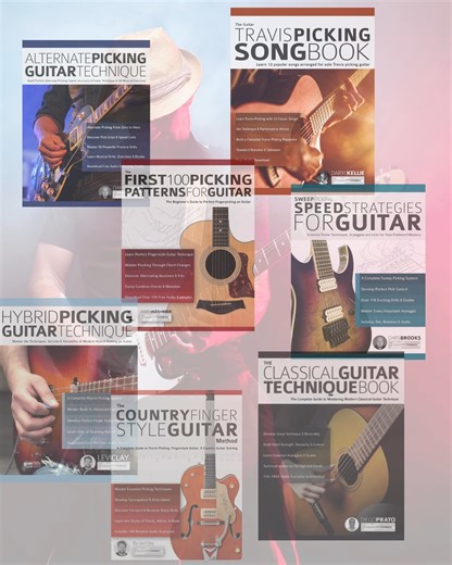 Picking technique - from plectrum to fingers, we've got you covered with a range that will help you lay the foundations, build the chops, and apply your technique to musical vocabulary in a wide range of styles. Search for your next picking method at https://www.fundamental-changes.com/?s=picking book Featured below: ⦿ Alternate Picking Guitar Technique ⦿ Travis Picking Songbook ⦿ The First 100 Picking Patterns for Guitar ⦿ Sweep Picking Speed Strategies ⦿ Hybrid Picking Guitar Technique ⦿ Count