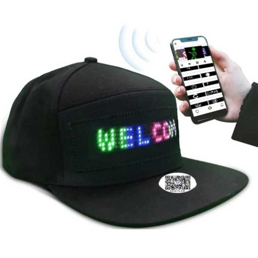Smart Led Lighted Message Display Cap USB Charging App Control LED Display Gorras Snapback Led Programmable Cap with Led Light