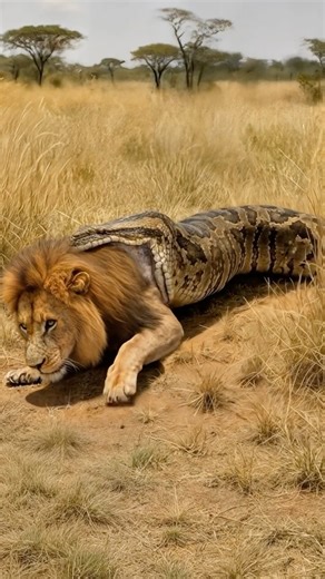 Lion vs Big Python Snake Real Fight #snake #lion