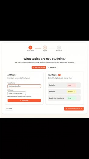 I added a new free tool to get study plans/schedule using spaced repetition. Tell it your exam date, topics and how head each is and get a schedule you can import to your calender. #buildinpublic #solodev #solopreneur | Thabani Takwena | Facebook