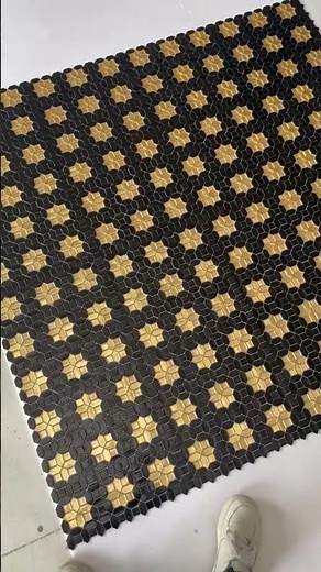 Pickle Green, Black and Gold Pattern Mosaic Tiles | Luxury Decorative Wall & Backsplash Design