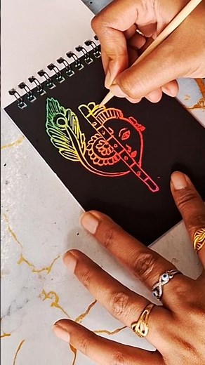 Shree krishna drawing on scratch book#art#shorts#ytshorts