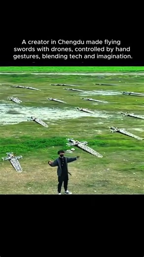 Code.hub on Instagram: "A creator from Chengdu has built real-life 🗡️ flying swords using custom 🚁 drone technology, controlled smoothly with just ✋ hand gestures. It looks like a ✨ fantasy scene brought into the real world. . This mix of ⚙️ engineering and 🎨 imagination is being called modern kung fu tech — a glimpse of how 💡 creativity and 🚀 innovation can push the limits of the impossible. . . . #technology #drones #innovation #computerscience #python #java #coder #software #webdevelopme