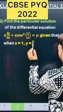 Q. Find the particular solution of the differential equation 𝐱 𝐝𝐲/𝐝𝐱+𝐱 𝐜𝐨s ^𝟐 (𝐲/𝐱)=𝐲