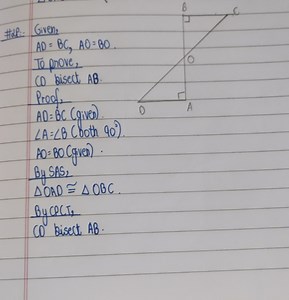 Geometry Proof QuestionGiven:AD = BCAO = BOTo prove:CO b... | Filo